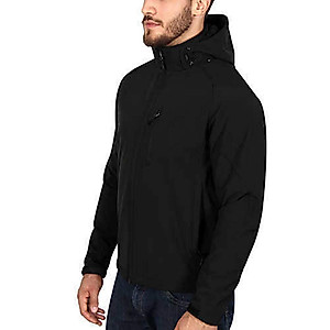 Kirkland Signature Men's Sherpa Lined Softshell Detachable Hood, Black, Medium