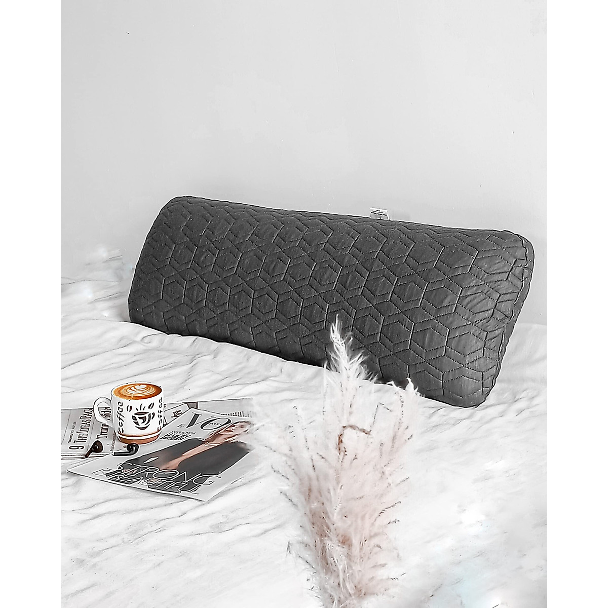 The White Willow Short Body Pillow Memory Foam Sleeping Soft Bed, Hug Pillow Insert for Sleeping & Side Sleeper (10W x 30L Inch) with Grey Zipper Cover Made from German Technology by BASF