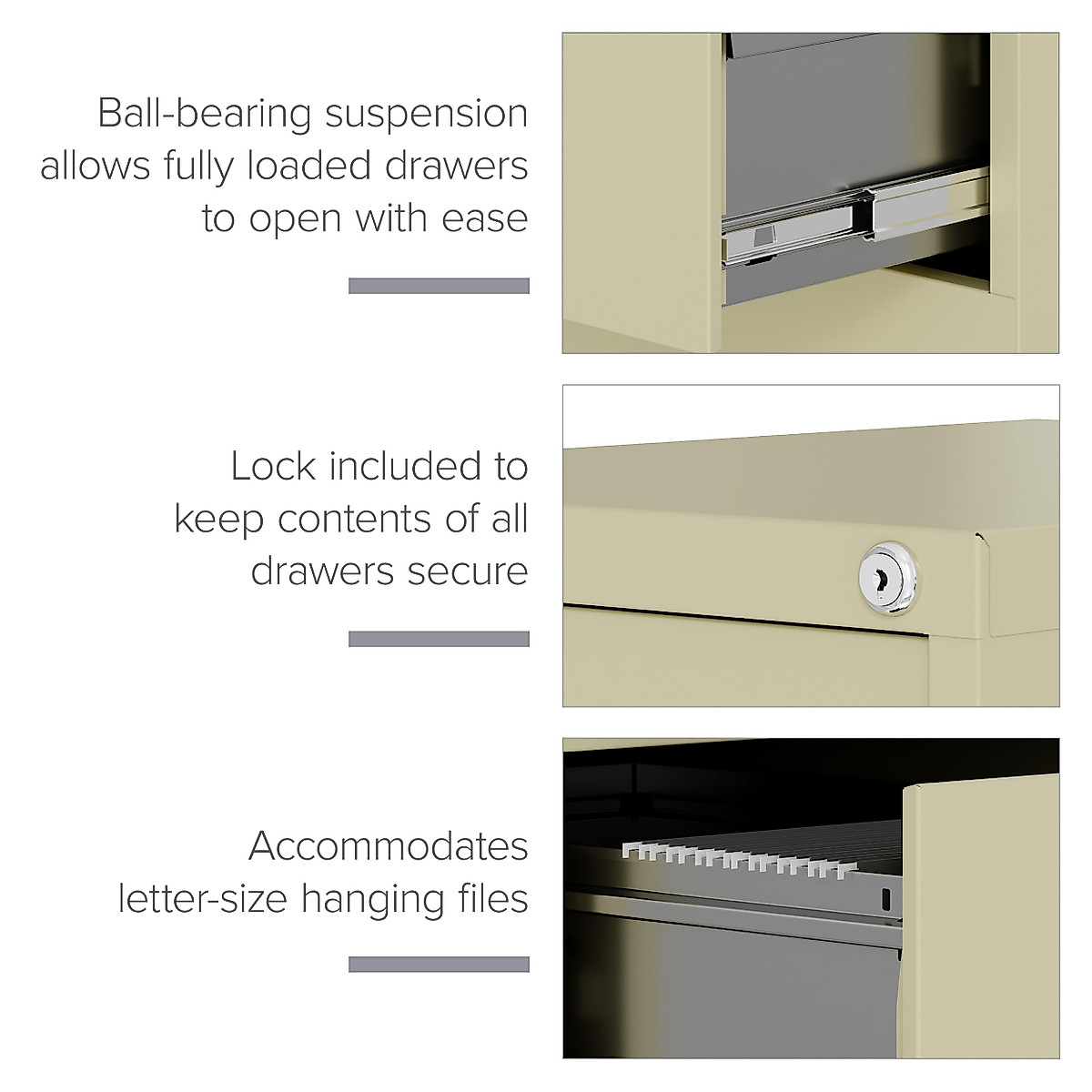 Hirsh Industries 22" Deep Vertical File Cabinet 4-Drawer Letter Size Putty, 17891