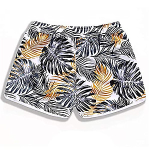 Andongnywell Women's Casual Shorts Quick-Drying Printed Waterproof Beach Pants Mini Pants Short Trousers (Multicolor 1,Large)