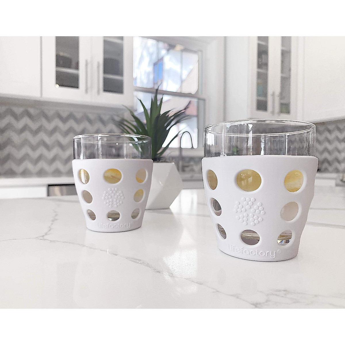 Lifefactory 10-Ounce BPA-Free Indoor/Outdoor Protective Silicone Sleeve Beverage Glass, 4 Count (Pack of 1), Orange, Grass Green, Cobalt, Huckleberry