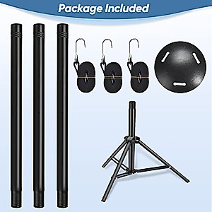 DACK Boat Cover Support Poles Stand System,Pontoon Boat Cover Support with Metal Tripod Base,27-59 inch Boat Cover Poles Adjustable with 3 Straps