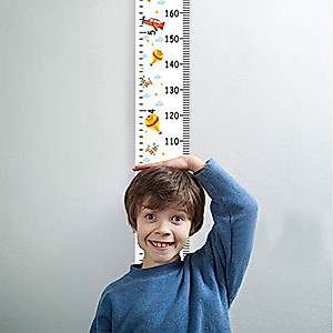 Airror Baby Growth Height Chart, Child Height Ruler, Canvas and Wood Composed of Removable Wall Ruler, Wall Decor (Cartoon Patterns)