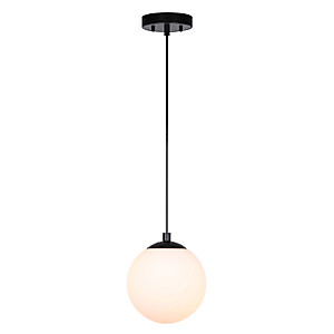 XiNBEi Lighting Pendant Lighting 1 Light Globe Pendant Light, Modern Adjustable Kitchen Hanging Ceiling Light Matte Black Finish XB-P1211-MBK