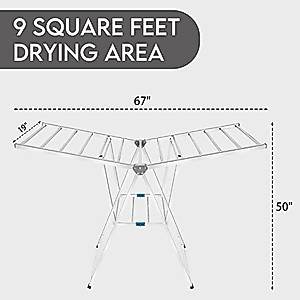 ZOES HOMEWARE Heavy Duty Clothes Drying Rack | Stainless Steel Drying Rack Clothing | Large Foldable Collapsible Laundry Drying Rack | Laundry Hanger Dryer Rack