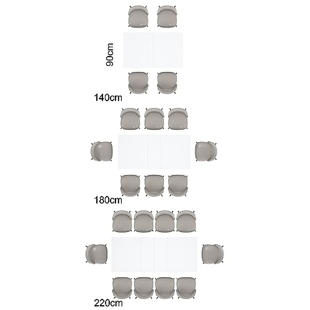 Fingertip WD Extendable Dining Table for 6-10 Person, Wooden Dining Room Table, Modern Extendable Table for Gatherings, Meeting for Small Kitchens, Dining Office Areas(White)