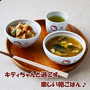 CtoC JAPAN 888321 Hello Kitty Cherry Dining Table Set/Rice Bowl φ4.2 inches (10.7 cm), Tea Cup φ2.9 inches (7.4 cm), Small Bowl φ4.7 inches (11.9 cm), Arita Ware, Made in Japan