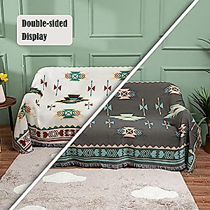 Hopstar Aztec Throw Blanket Navajo Indian Blankets and Throws Boho Western Decor Couch Cover Blanket for Bed Sofa Living Room Beach Travel 51"x63"