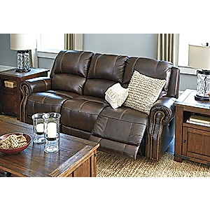 Signature Design by Ashley Buncrana Traditional Power Reclining Sofa with USB Charging Port, Brown
