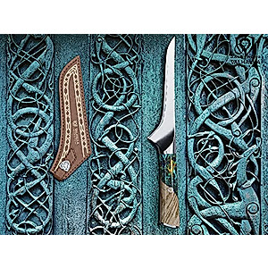 Dalstrong Boning Knife - 6 inch - Valhalla Series - 9CR18MOV HC Steel - Celestial Resin & Wood Handle - Fillet Knife, Meat Cutting, Carving, Bone, Trimming, Deboning - Kitchen Knife - Leather Sheath