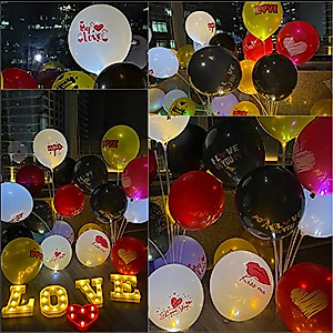 Aogist 50pcs Mini Lights&I Love You Balloons,Long Standby Time Waterproof LED Balloon Light for Valentine Day Wedding Anniversaries Mother's Day Party Decorations