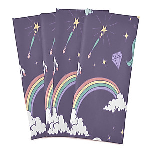 Kigai 1 Pack Rainbow Star Unicorn Kitchen Towels Soft Highly Absorbent Dish Towels Reusable Tea Towels Set 28 x 18 Inch
