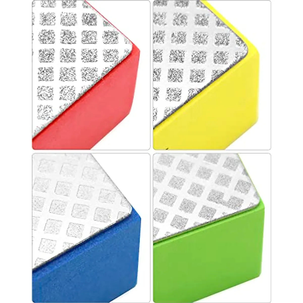 QWORK Diamond Hand Polishing Pads, 4 Pack Grid Sharp Sanding Block Kit, 60#,100#,200#,400# Diamond Hand Polishing Pads for Stone, Glass Granite Marble Concrete Stone Sanding and Polishing