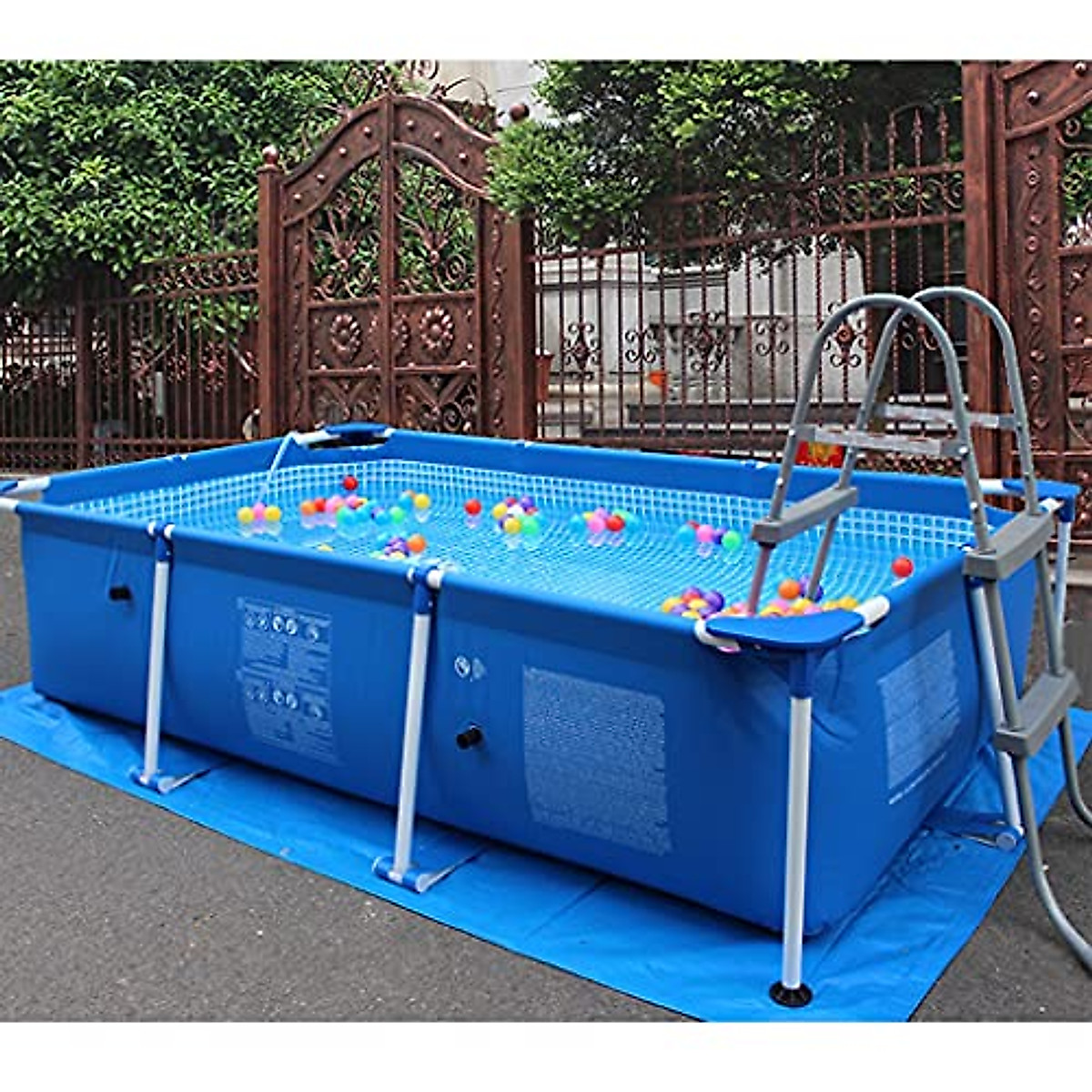 Large Swimming Pool For Gardens With Bracket With Steps Kids Adults Can Swim - Family Pool Above Ground Non-Inflatable - Outdoor Foldable Thickened Pool - Gift Swimming Pool Accessories Dust Cover & G