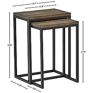 Amazon Brand – Stone & Beam Weston Wood & Metal Nesting Tables, Set of 2, Brown
