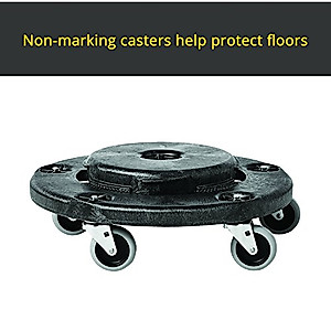 Rubbermaid Commercial Products Brute Trash Can Dolly with Wheels, Black, Transports 20, 32, 44 and 55G Brute Containers