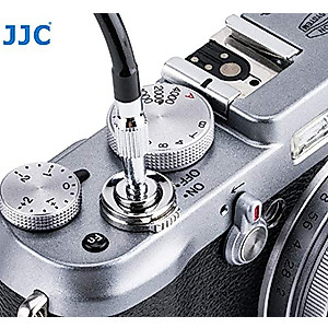JJC TCR-70BK Black 70cm Threaded Cable Release, Mechanical Shutter Release Cable, Mechanical Cable Release with Bulb-Lock Design for Long exposures