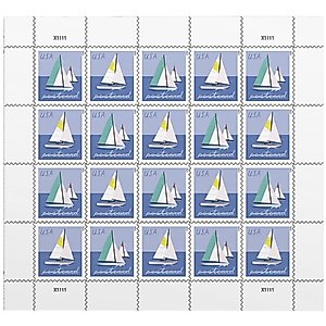 Sailboats Postcard Stamps (1 Sheet (20 Stamps))