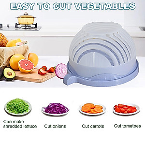 GMPUT Snap Salad Cutter Bowl, Salad Chopper Bowl and Cutter, Multi-Functional Fast Salad Cutter Bowl, Salad Cutter Bowl with Lid Fast Vegetable Cut Set (White)