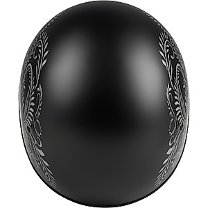 GMAX HH-65 Naked Rose Half Helmet (Black/Silver, Small) - FMVSS 218 Approved
