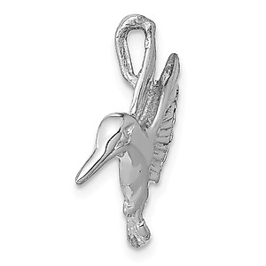 BillyTheTree Jewelry 14K White Gold Polished Open-Backed Hummingbird Slide Pendant