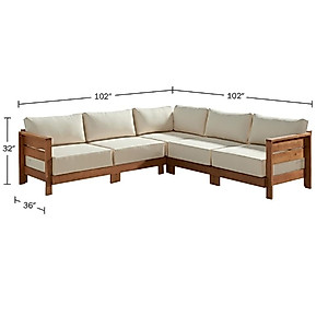 Barton 5-Piece Patio Furniture Set - Weather-Resistant Outdoor Sectional with Stain-Resistant Cushions - for Deck, Pool, or Sunroom by