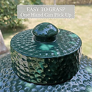 GriAddict Big Green Egg Ceramic Chimney Rain Cap, Big Green Egg Grill Top Vent Replacement Parts - Great for Medium, Large, XLarge Green Egg Accessories, Top Damper for Easy Grasp and Anti-Hot