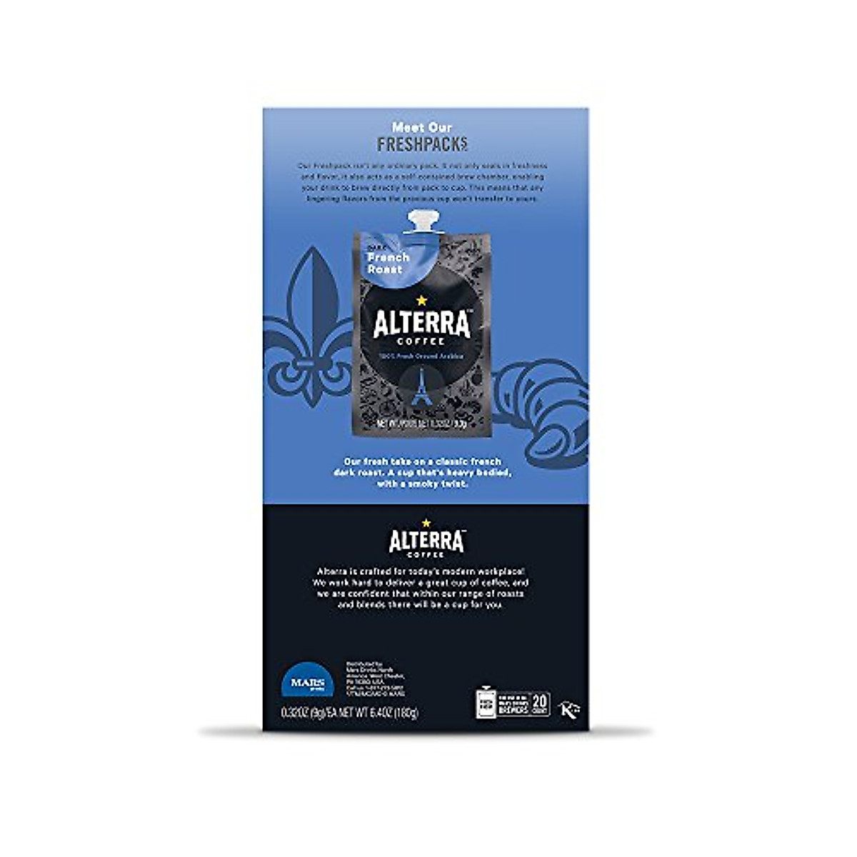 ALTERRA Coffee French Roast Single Serve Freshpacks for MARS DRINKS FLAVIA Brewer, 20 Packets