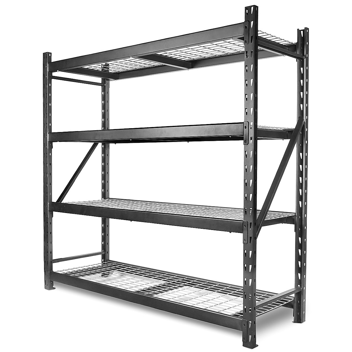 WEN Four-Tier Industrial Steel Storage Rack with Adjustable Shelving and 8000-Pound Capacity (RK7724-4)