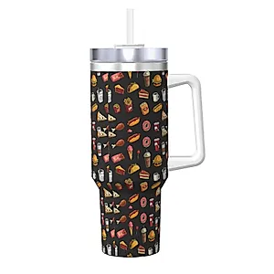 HULIBIN Chicken leg burger drink Print Double Deck Stainless Steel Travel Coffee Cup With Lid 40 Oz Ice Bully Cup