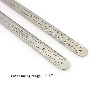 WeldingStop 5R Scale 6 Inch Machinist Ruler 10th 100th 32th 64th Flex Rule Flexible Stainless Ruler