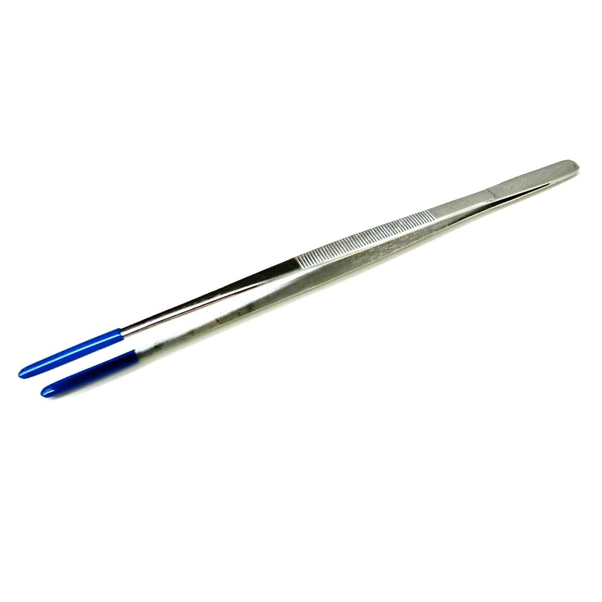 12 Inch Tweezer with PVC Rubber Tips Coated Straight Flat Tip Stainless Steel Forceps Steam Ultrasonic Cleaning Tweezer | Non-Marring | Good Grip | Jewelry | Hobby Crafts Industrial Electronic By JTS