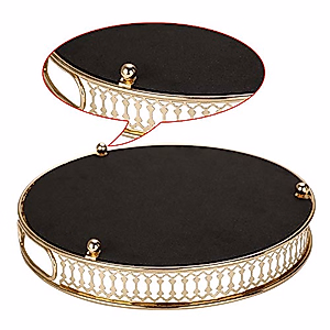 Hipiwe Mirror Vanity Tray - Round Metal Makeup Tray Jewelry Trinket Tray, Cosmetic Perfume Tray for Dresser Bathroom Bedroom Countertop Organizer Tray