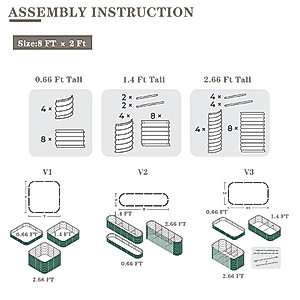 VEGEGA. 8ft X 2ft X 1.4ft Raised Garden Bed Kit, Large Zinc-Aluminum-Magnesium Coated Steel Metal Planter Box, for Planting Outdoor Plants Vegetables, Green