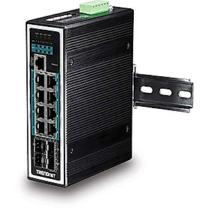 TRENDnet 12-Port Hardened Industrial Gigabit PoE+ Layer 2+ Managed DIN-Rail Switch, 240 Watt Power Budget, IP30 Rated, Din-Rail Mount, 24 Gbps Switching Capacity, Lifetime Protection, TI-PG1284i …