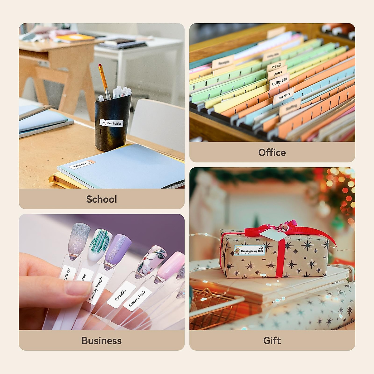 NIIMBOT D11White Label Maker Tape Adapted Label Print Paper 12*40 Standard Laminated Office Labeling Tape Replacement Pure Color (White, Medium)