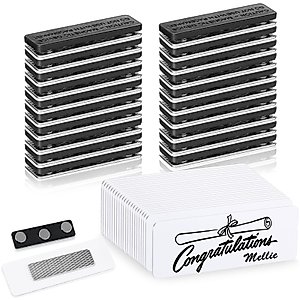 Ctosree 50 Pack Magnetic Name Tags, Magnetic Name Badge Holders with 3 Neodymium Magnets for Nametags, Reusable Name Tags(1 X 3)