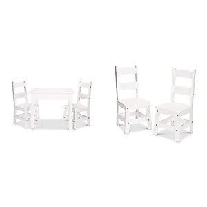 Melissa & Doug Toddler-Sized Kids White Wooden Furniture - Table and 4 Chairs