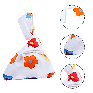 VALICLUD Flower Tote Bag Cotton Knot Bag Wrist Handbag Japanese Wrist Bag Knot Closure