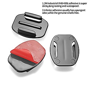18 Set Helmet Adhesive Sticky Mounts, Flat Curved Adhesive Helmet Sticky Mounts with Accessories Kit, Compatible with GoPro Hero 10/9/8/7, Fusion, 6/5/4, Session, 3+/3/2/1, Action Camera