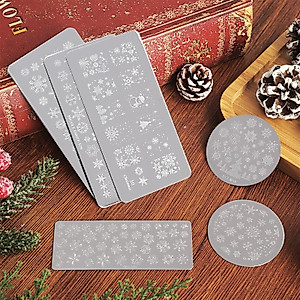Whaline 6Pcs Snowflake Nail Art Plates Circular Rectangular Winter Stamping Plates Christmas Stamp Templates Stamping Kit for DIY Print Manicure Salon Design Xmas Gift