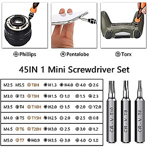 Mini Screwdriver Set, Torx Bit Set with T3 T4 T5 T6 T7 T8 T9 T10 T15 T20 Security Torx Bit, Computer repair tool kit with Phillips Head Screwdriver compatible for Nintendo Switch, iphone, PC Repair