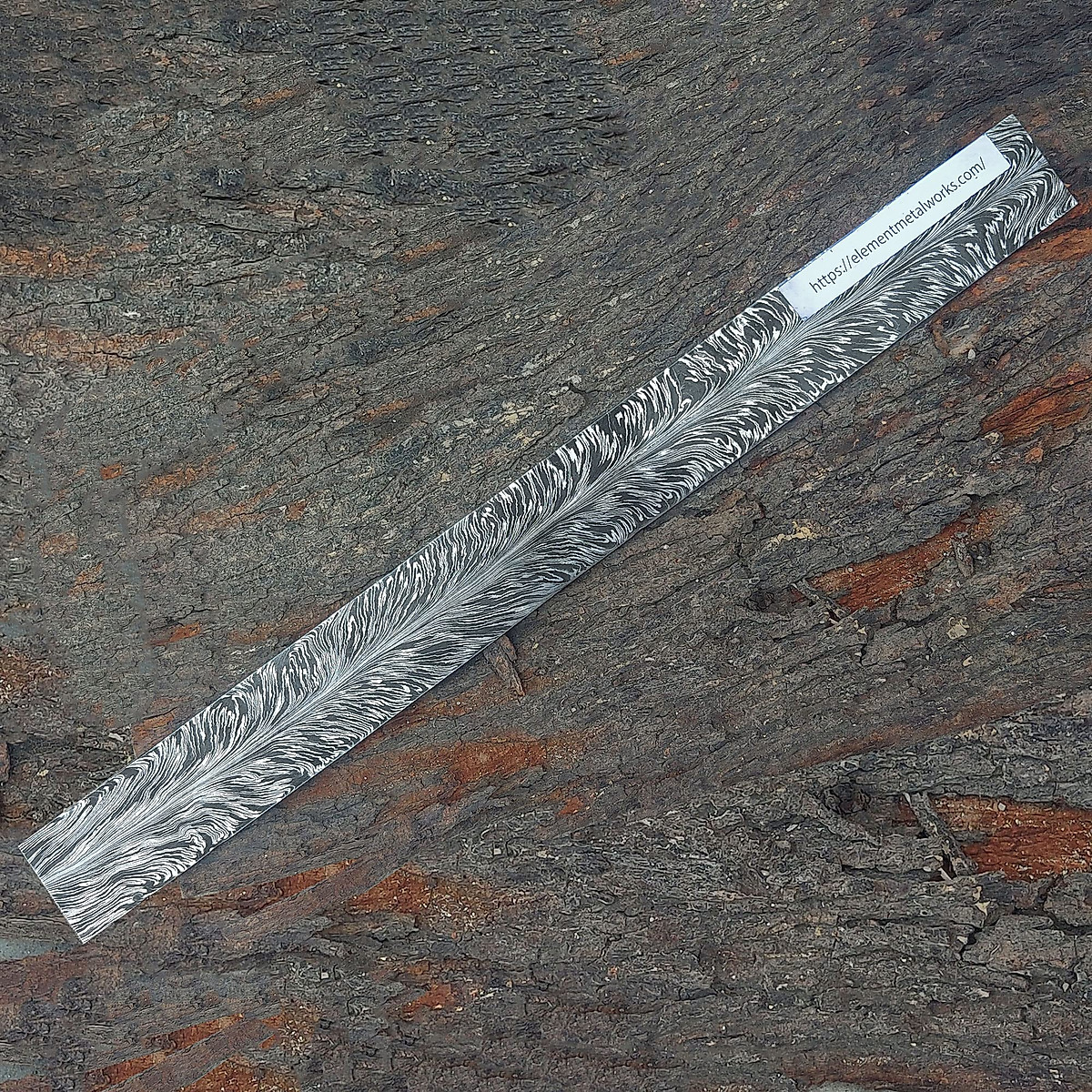 Element Metal Works DAMASCUS STEEL CUSTOM HAND MADE FEATHER PATTERN BLANK BILLET 20" FOR KNIFE MAKING