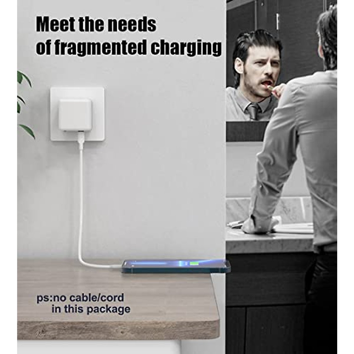 iPhone Dual USB-C Port Compact Power Adapter [GaN] PD 3.0 Foldable USB Type C Plug Fast Wall Charger Block for iPhone 14 13 12 11 Pro Max Plus Mini, iPad, AirPods, MacBook Air【Without Cable】