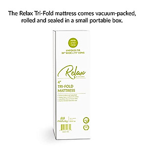 Modway Relax Tri-Fold Mattress CertiPUR-US Certified with Soft Removable Cover and Nonslip Bottom, 39inch x 75inch x 4inch, Twin
