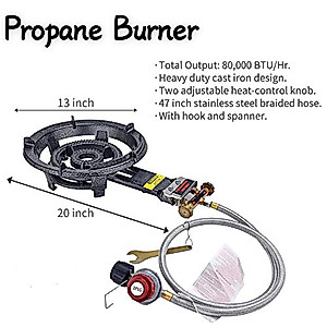 ARC, 23" Heavy Duty Stainless Steel Concave Comal Set with 80,000BTU Propane Burner Stove and Burner Stand, Discada Disc Cooker, Great for Backyard and Outdoor Cooking