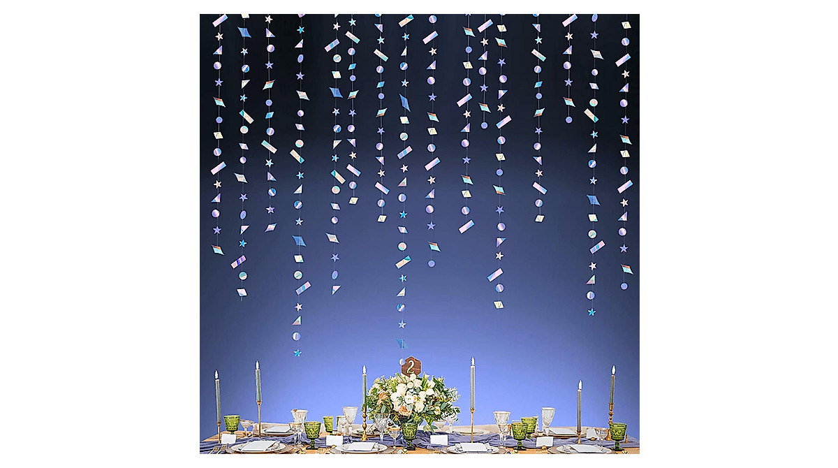 Cheerland Holographic Confetti Garland Iridescent Party Supplies ...