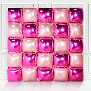 Foil Balloons Pink Balloon Wall - Shimmer Foil Balloons Wall Square Pink Balloons Wall Backdrop Pink Balloons for Girls Birthday Baby Shower Wedding Bridal Shower Pink Party Balloon Backdrop