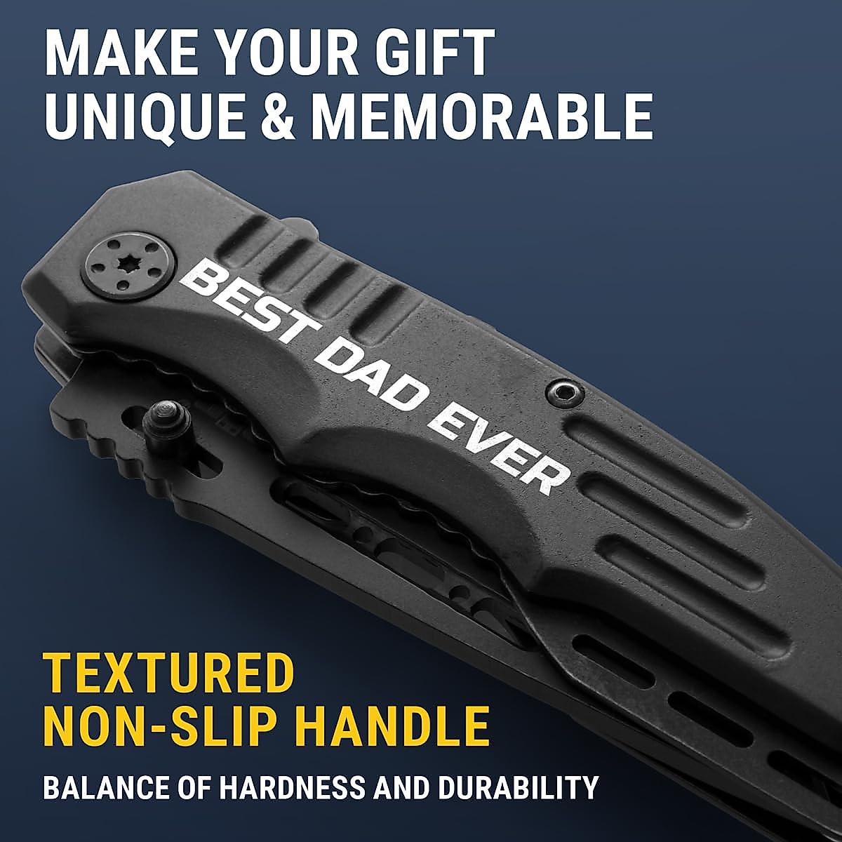 Gifts for Men - Stocking Stuffers for Adults - Mens Gifts Ideas - Cool Pocket Knife ‘BEST DAD EVER’ - Best Christmas Gifts for Dad Husband - Holiday Gift for Stepdad Father - 6681 BDE