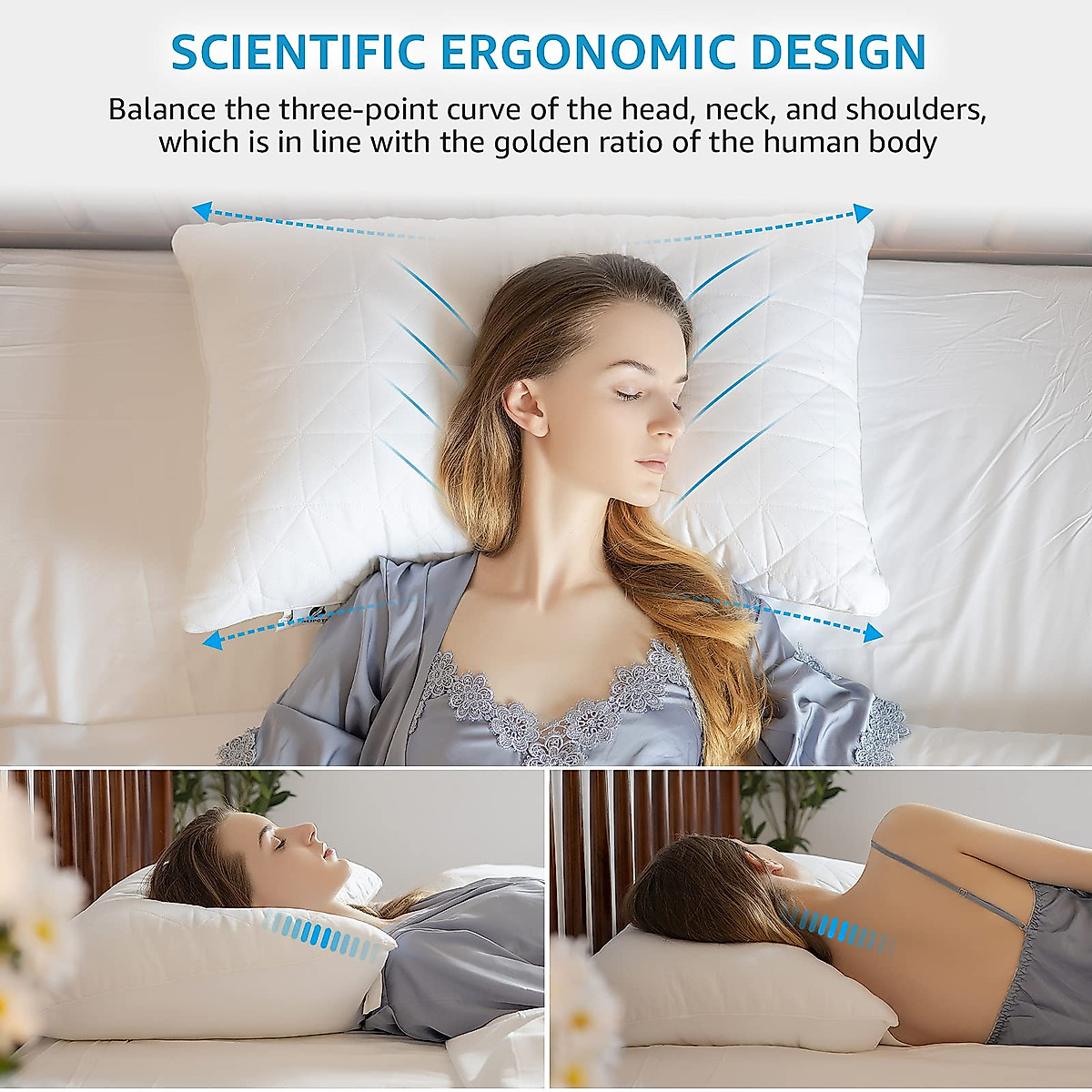 NEIPOTA Bed Pillows Standard Size Set of 2, Premium Down Alternative Cooling Bedding 20 x 26 White, Sleeping Pillow for Back, Stomach or Side Sleepers